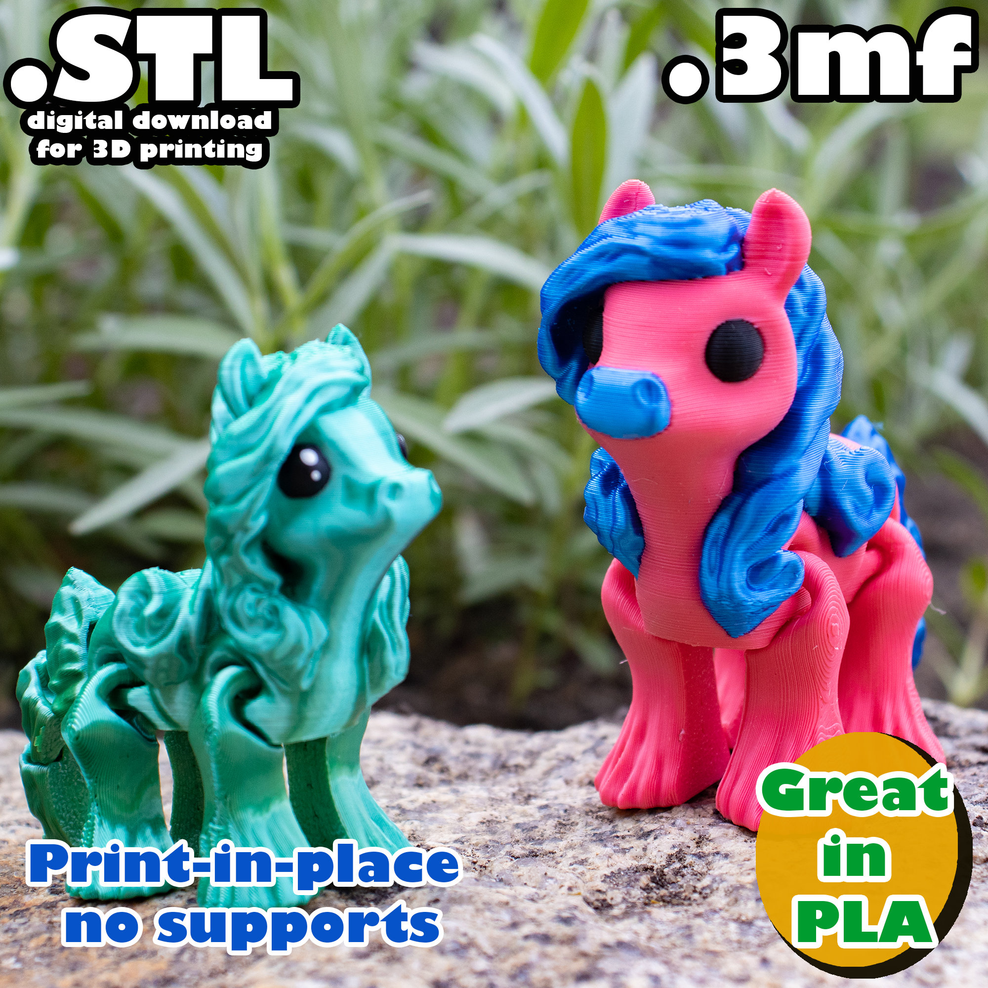 Flexi Pony STL, 3mf, Print in Place, No Support, PLA, 3D Joy Store - Etsy