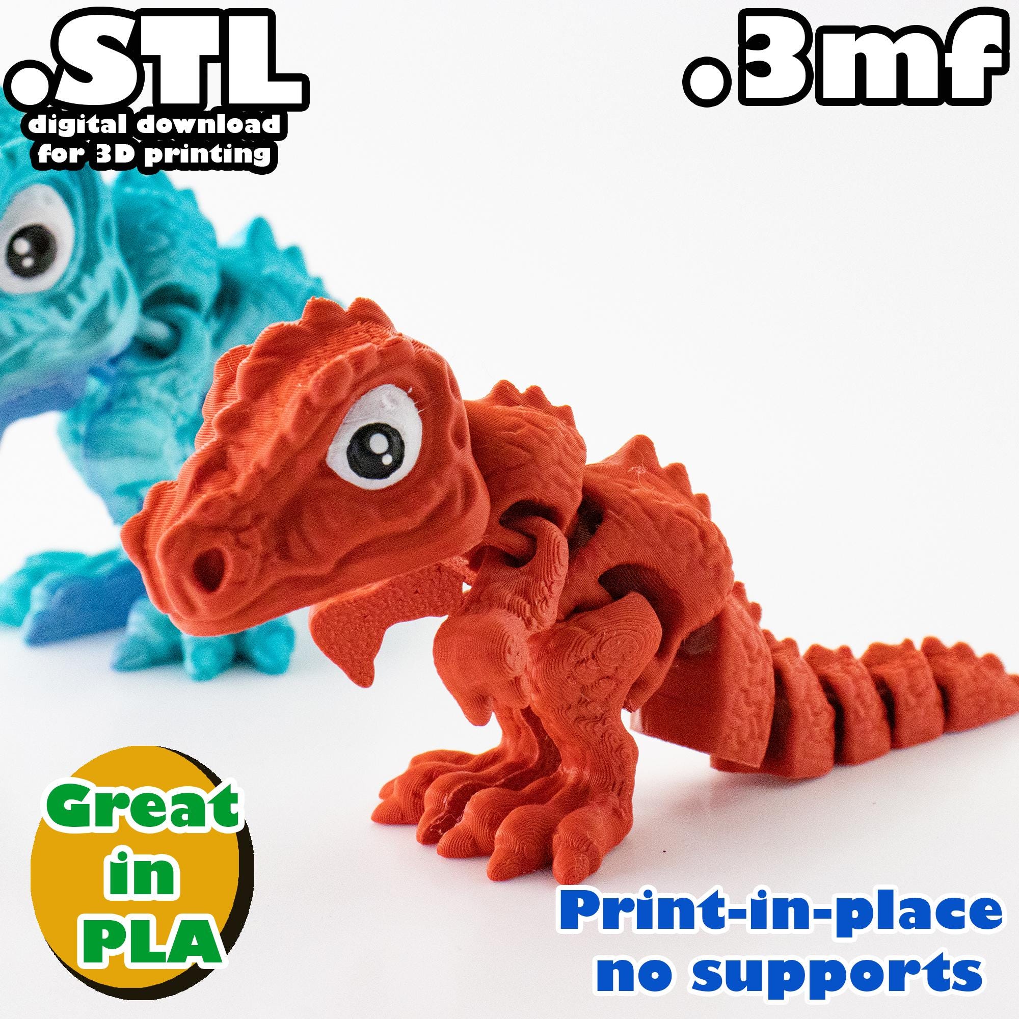 Flexi T-rex STL, 3mf, Print in Place, No Support, PLA, 3D Joy Store - Etsy