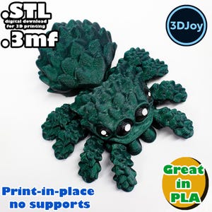Flexi Little Spider STL, 3mf, Print in Place, No Support, PLA, 3D Joy ...