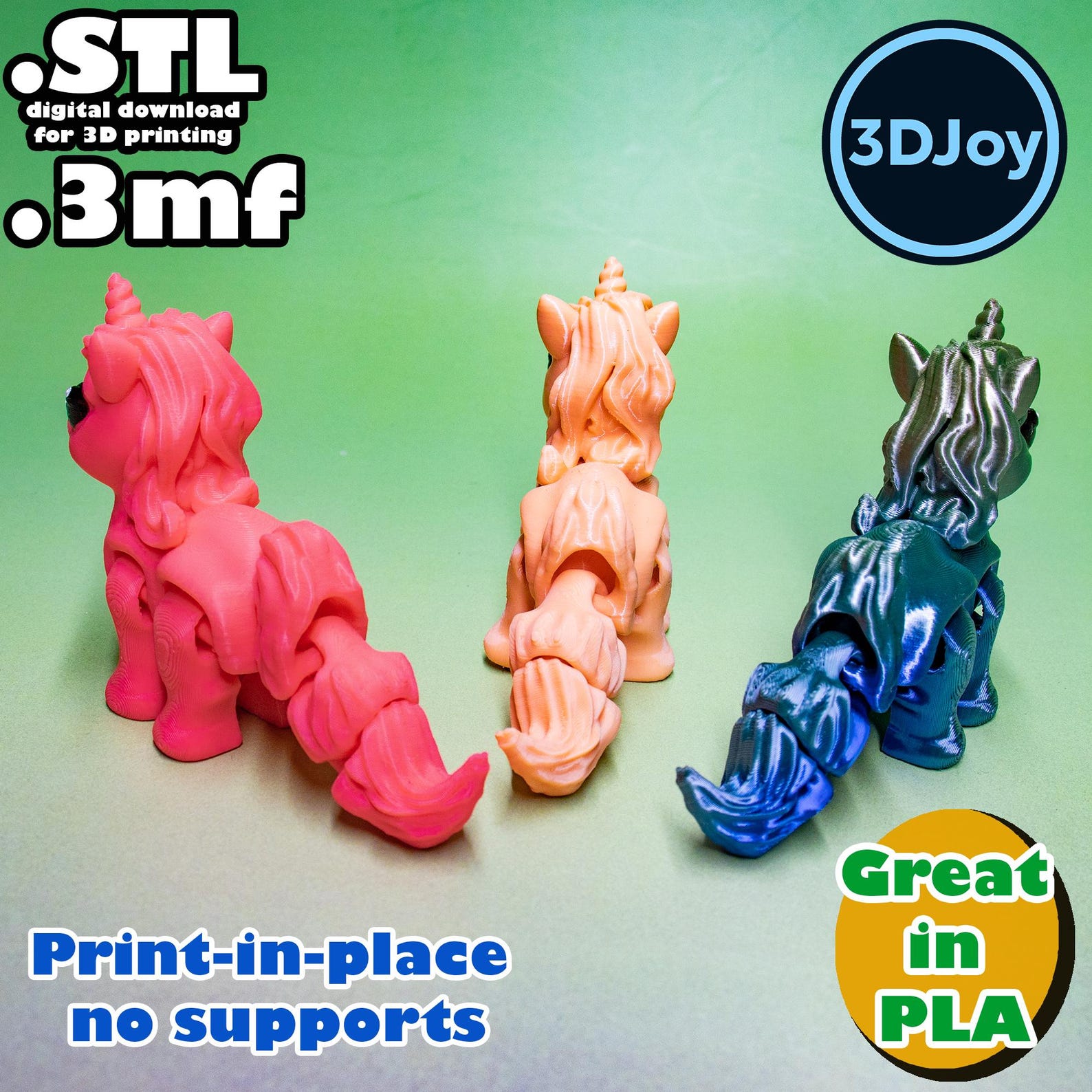 Unicorn, STL, 3mf, Print in Place, No Support, PLA, 3D Joy Store - Etsy