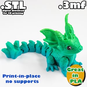 Flexi Dragon STL, 3mf, Print in Place, No Support, PLA, 3D Joy Store - Etsy