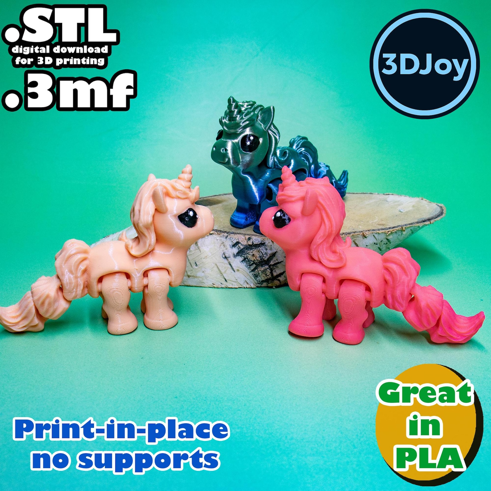 Unicorn, STL, 3mf, Print in Place, No Support, PLA, 3D Joy Store - Etsy