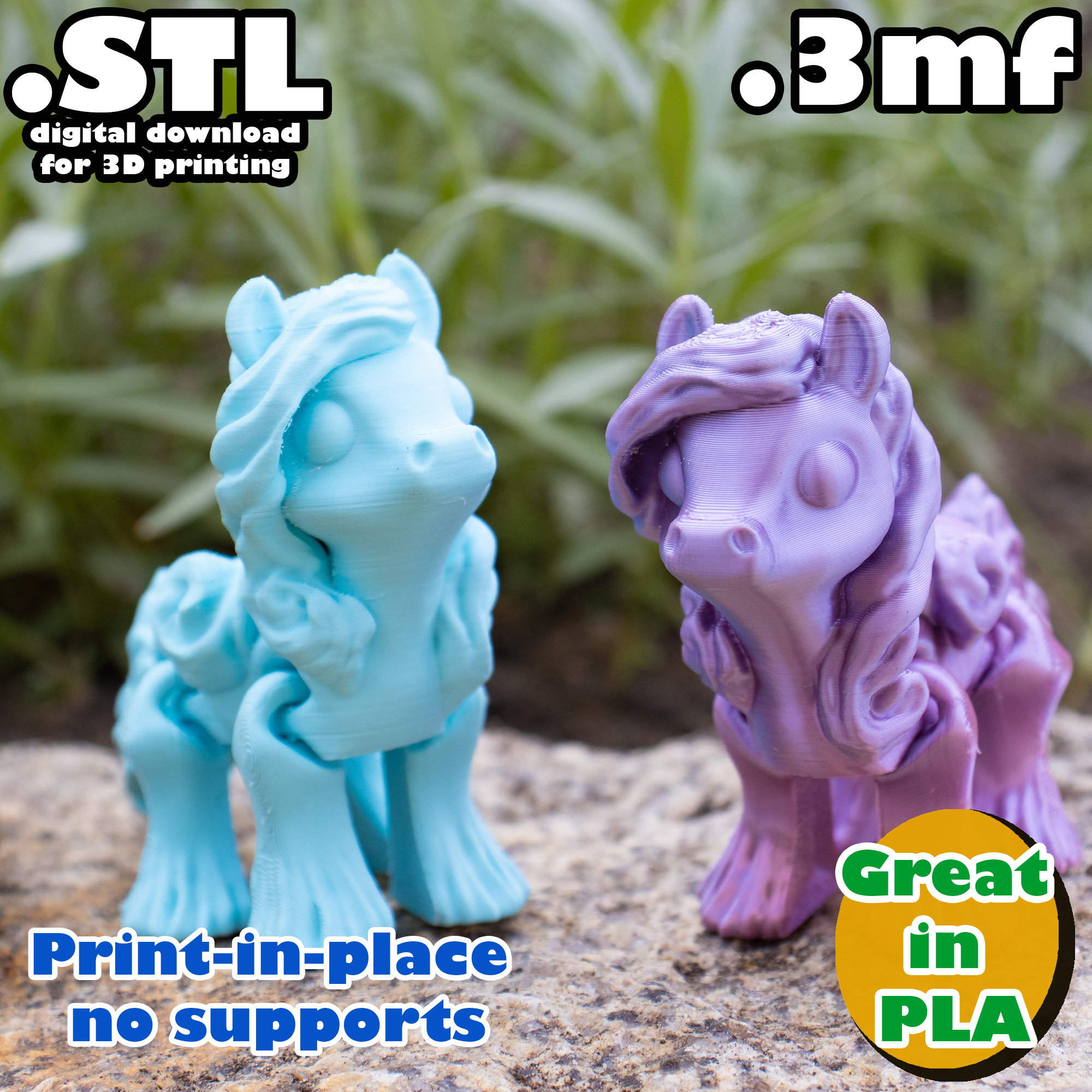 Flexi Pony STL, 3mf, Print in Place, No Support, PLA, 3D Joy Store - Etsy