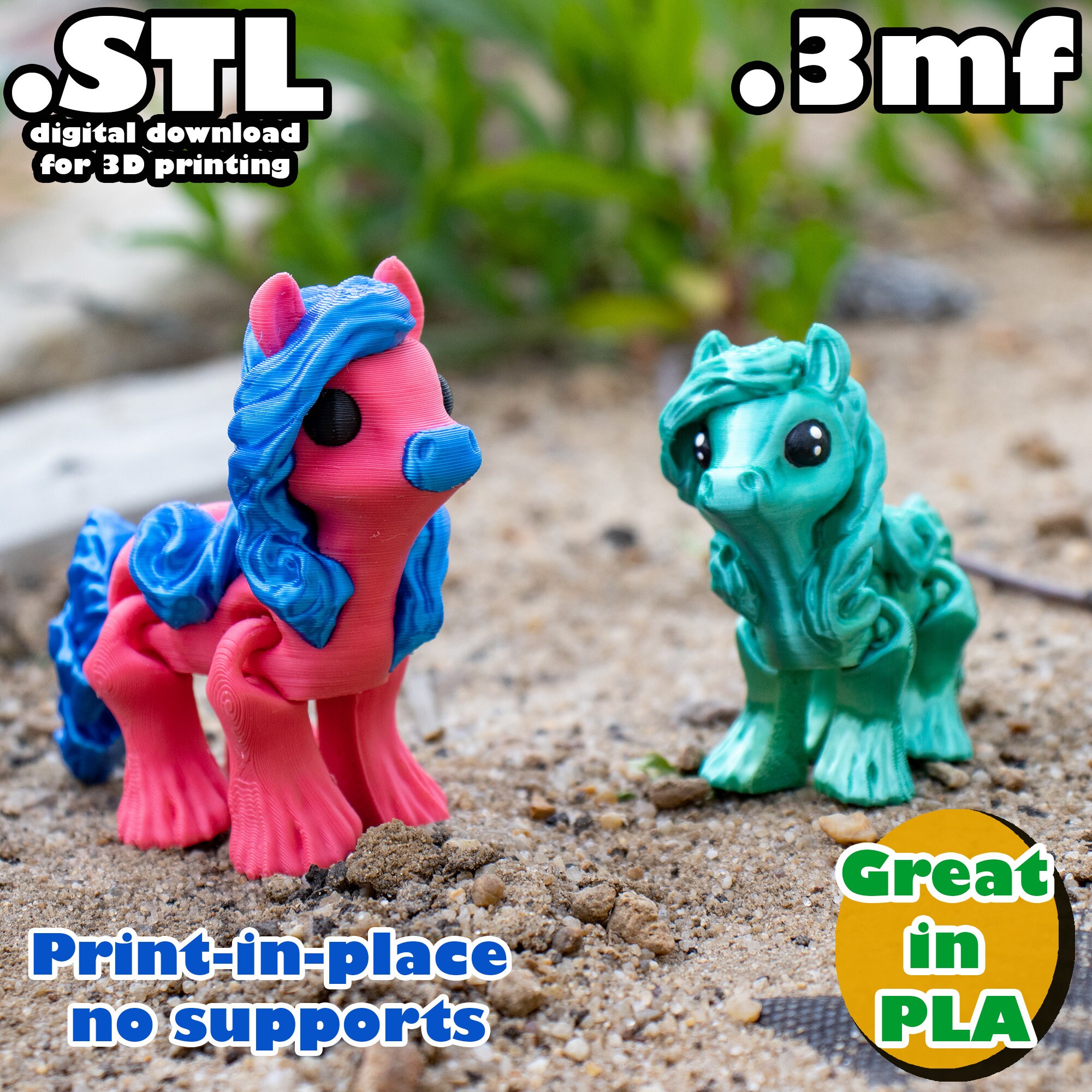Flexi Pony STL, 3mf, Print in Place, No Support, PLA, 3D Joy Store - Etsy
