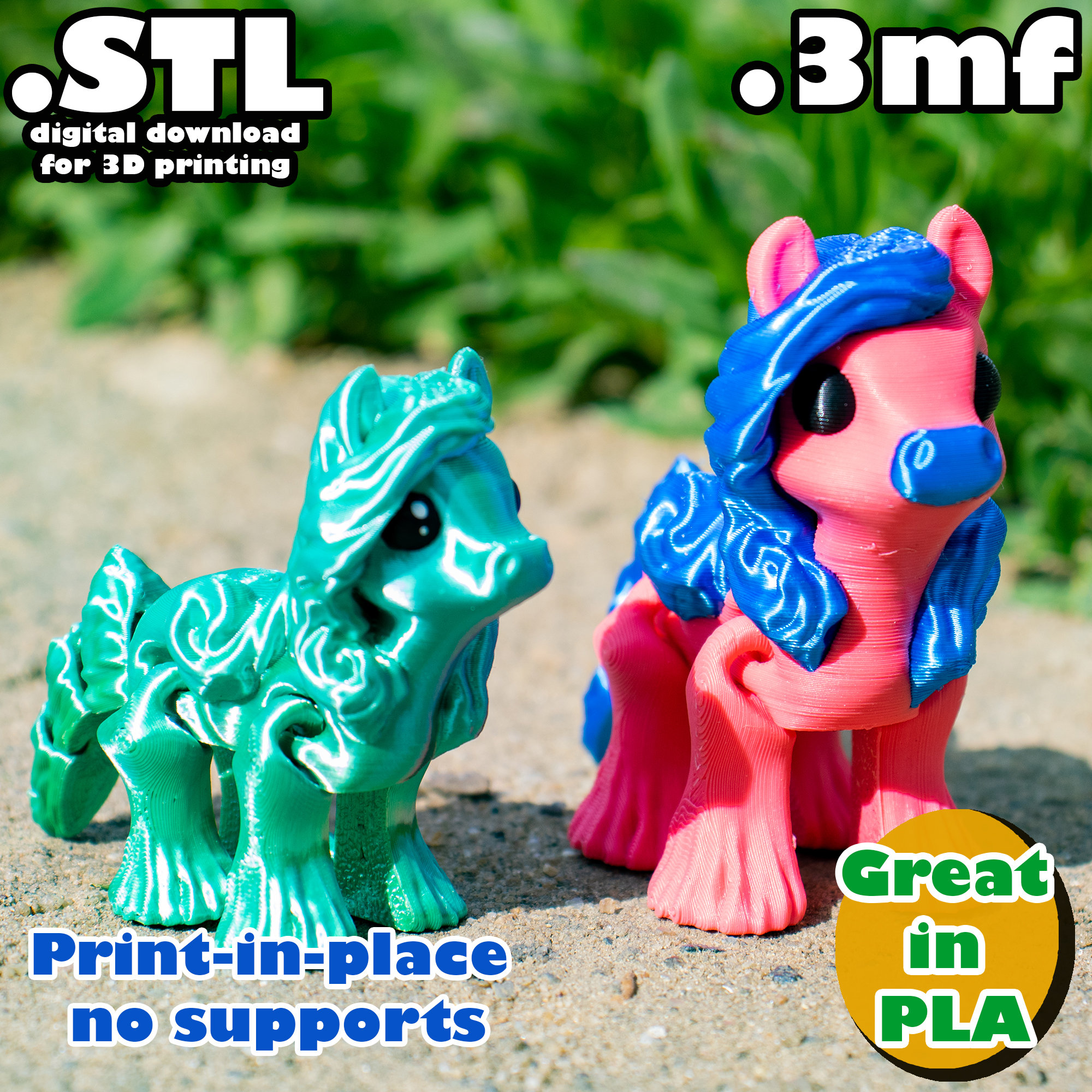 Flexi Pony STL, 3mf, Print in Place, No Support, PLA, 3D Joy Store - Etsy