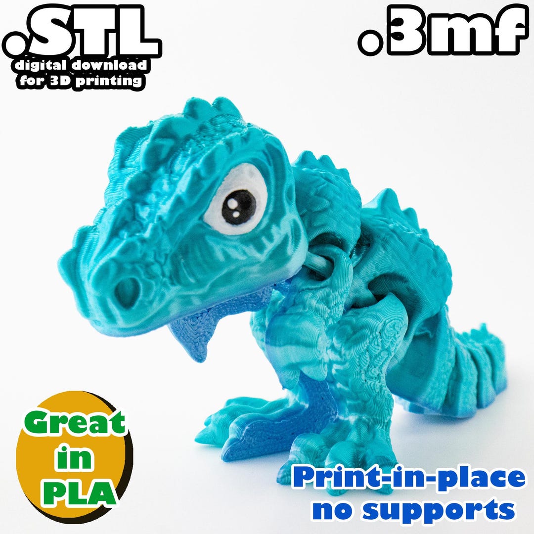 Flexi T-rex STL, 3mf, Print in Place, No Support, PLA, 3D Joy Store - Etsy