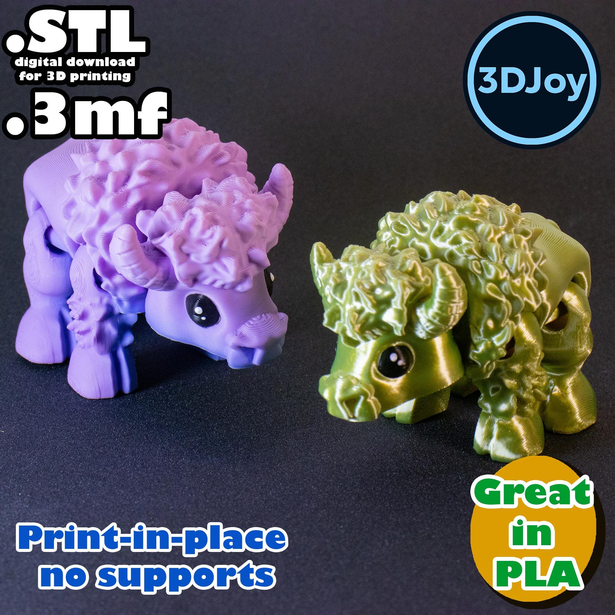 Flexi Buffalo STL, 3mf, Print in Place, No Support, PLA, 3D Joy Store ...