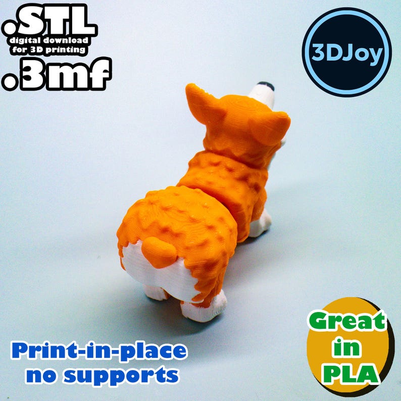 Flexi Corgi STL, 3mf, Print in Place, No Support, PLA, 3D Joy Store - Etsy