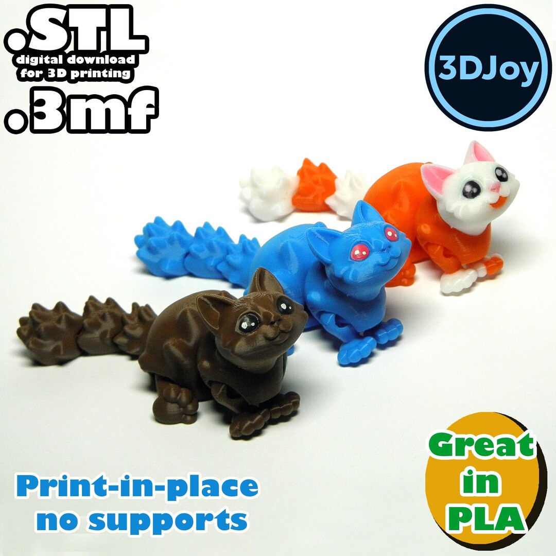 Flexi Kitty Bubble, 3mf, Print in Place, No Support, PLA, 3D Joy Store ...