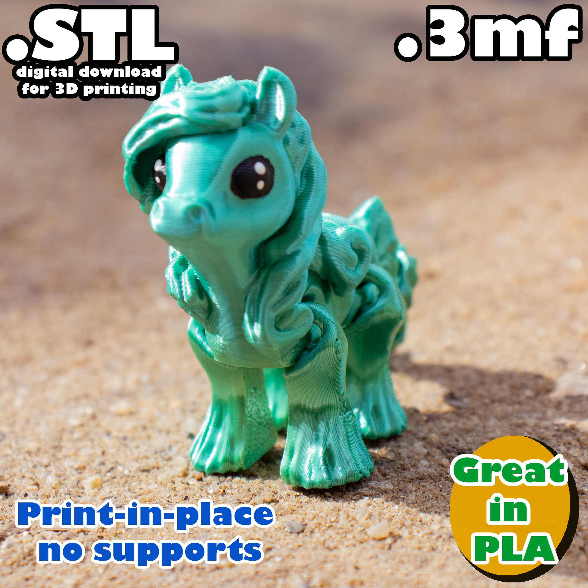 Flexi Pony STL, 3mf, Print in Place, No Support, PLA, 3D Joy Store - Etsy