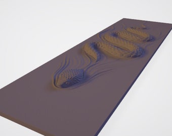 Snake Swimming Model , Wall Decor , Panel Relief for CNC Router Aspire ...
