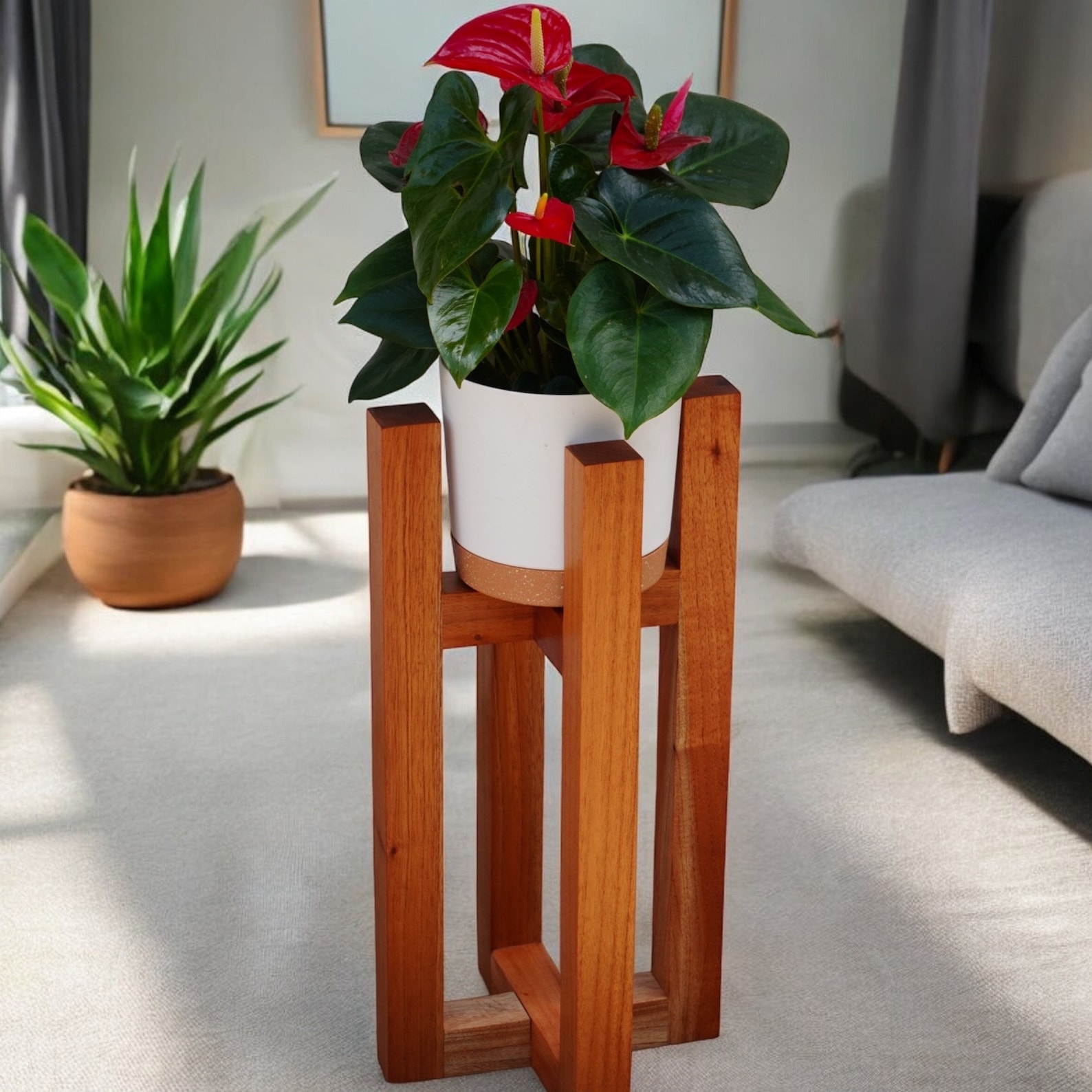 Tall Wooden Plant Stand, Planter Stand, Wooden Pedestal, Garden Stand ...