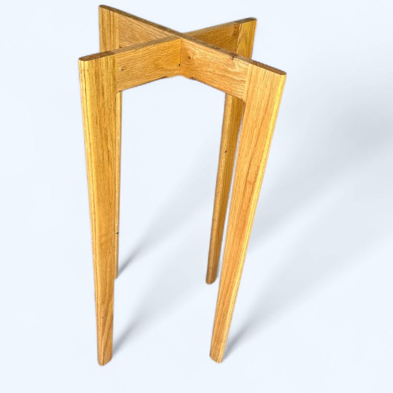 Oak Plant Stand With Adjustable Feet: Mid-century Modern Display - Etsy