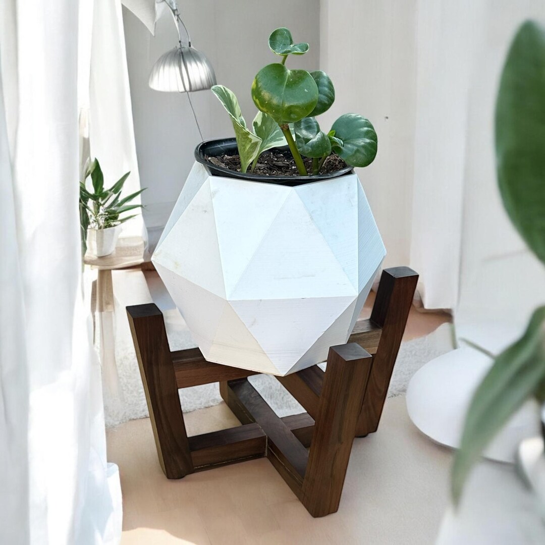 Walnut Wood Plant Stand Handmade Design Square - Etsy