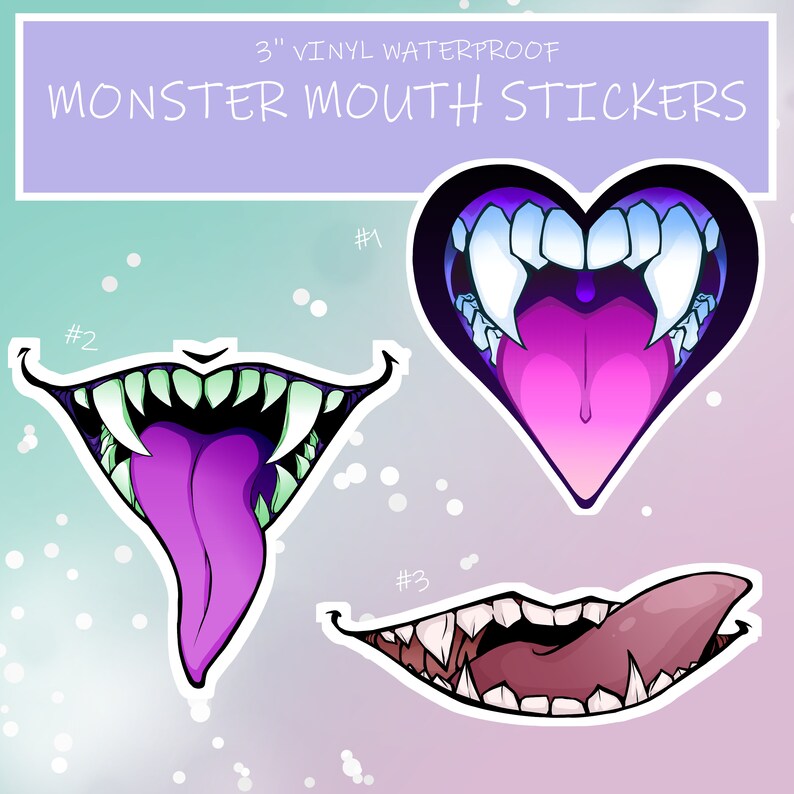 Monster Mouth Sticker - Etsy