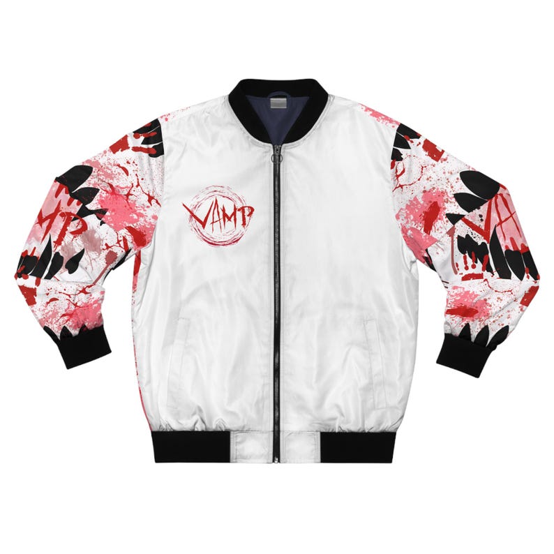 Vampire Slay Bomber Jacket, Halloween Blood White Red Men's Outerwear ...