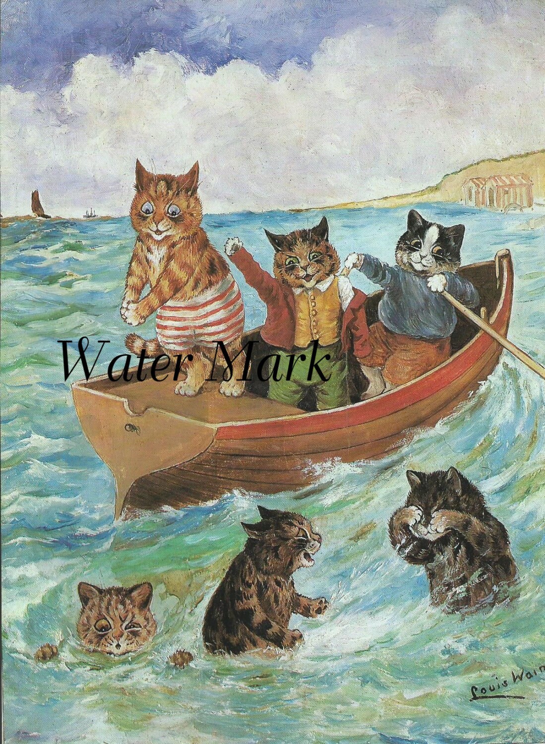 DIGITAL DOWNLOAD Instant. Cats, Kittens, Cat, Kitten at Sea..rare Vtg ...