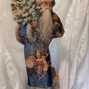 VICTORIAN Blue Santa *recreated From Vintage Die Cut Into This Shelf ...