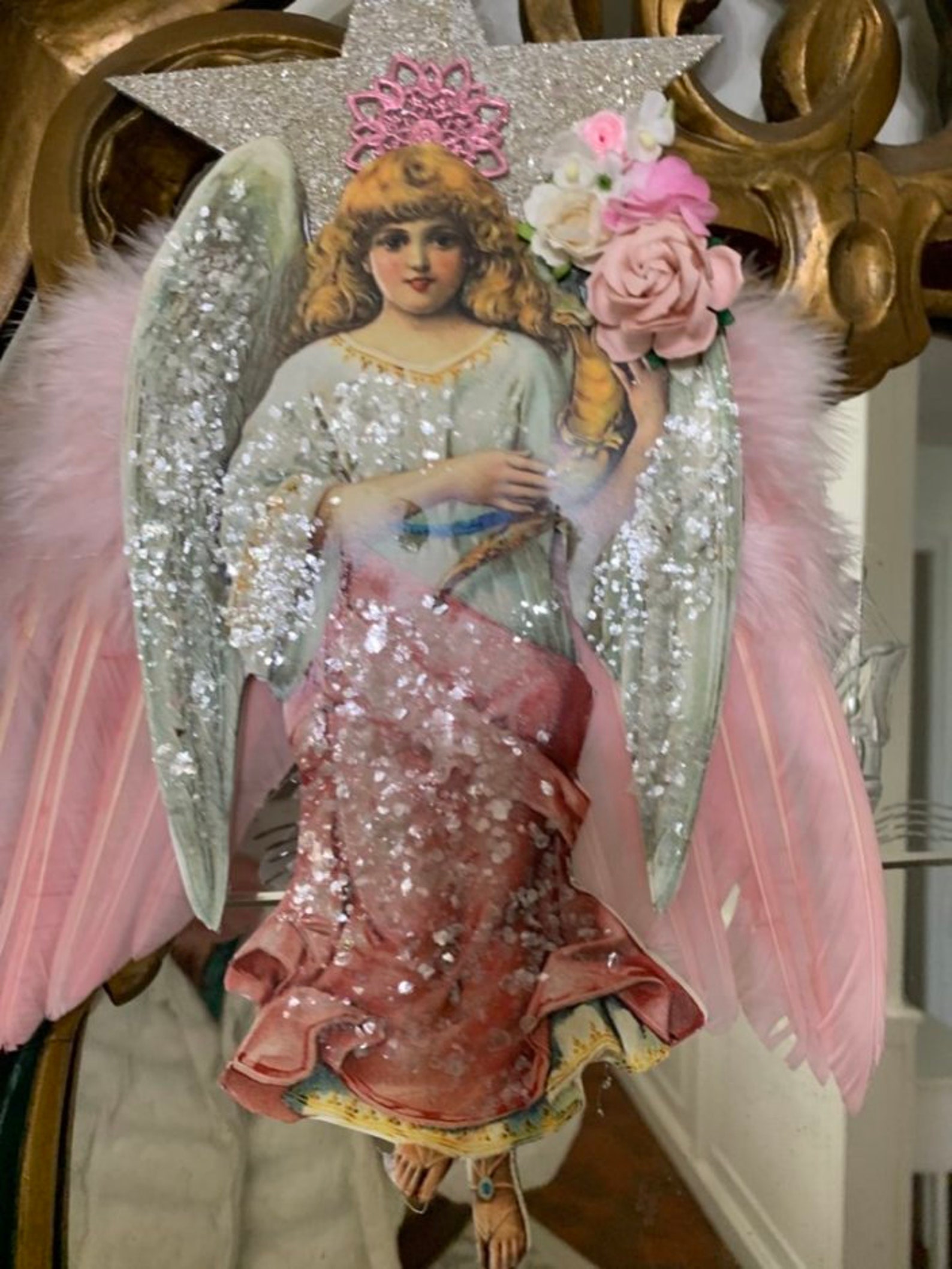 Dresden Guardián Victorian Angel With Millinery Flowers*handmade*german ...