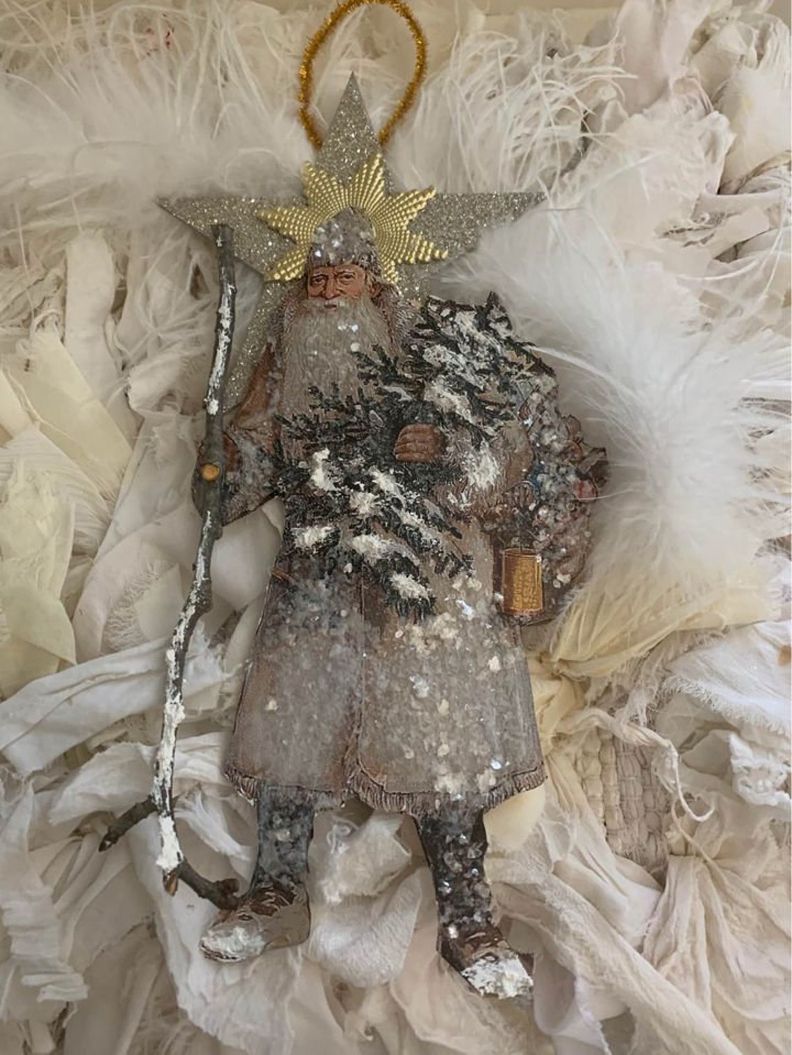 Dresden Victorian Die Cut Vintage Style SANTA CLAUS Dresden | Etsy