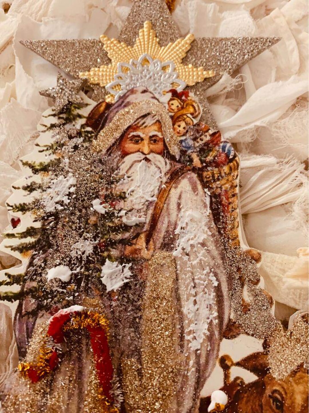 Dresden Ornament*santa Claus*st. Nicholas Victorian CHRISTMAS Dresden ...
