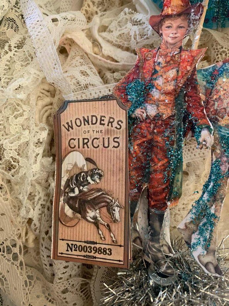 CIRCUS Ornament *grigori the Trainer and George the Giraffe*handmade ...