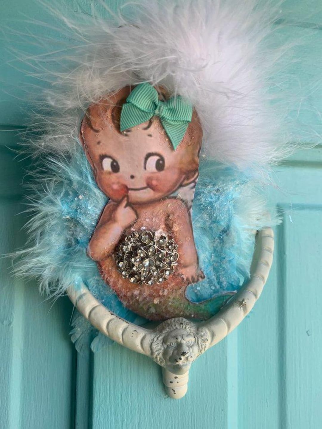 Kewpie Mermaid Ornament*vintage Style*cut Two Layers*fir or Feather ...