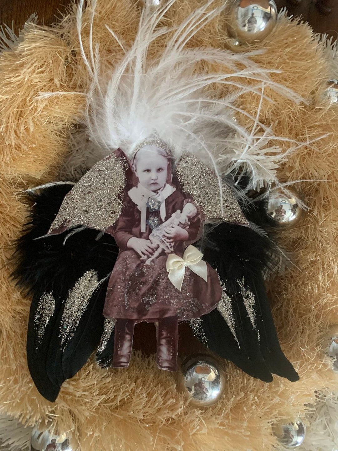 HALLOWEEN Bat Girl BELLA Ornament*handmade*german Glitter*real ...