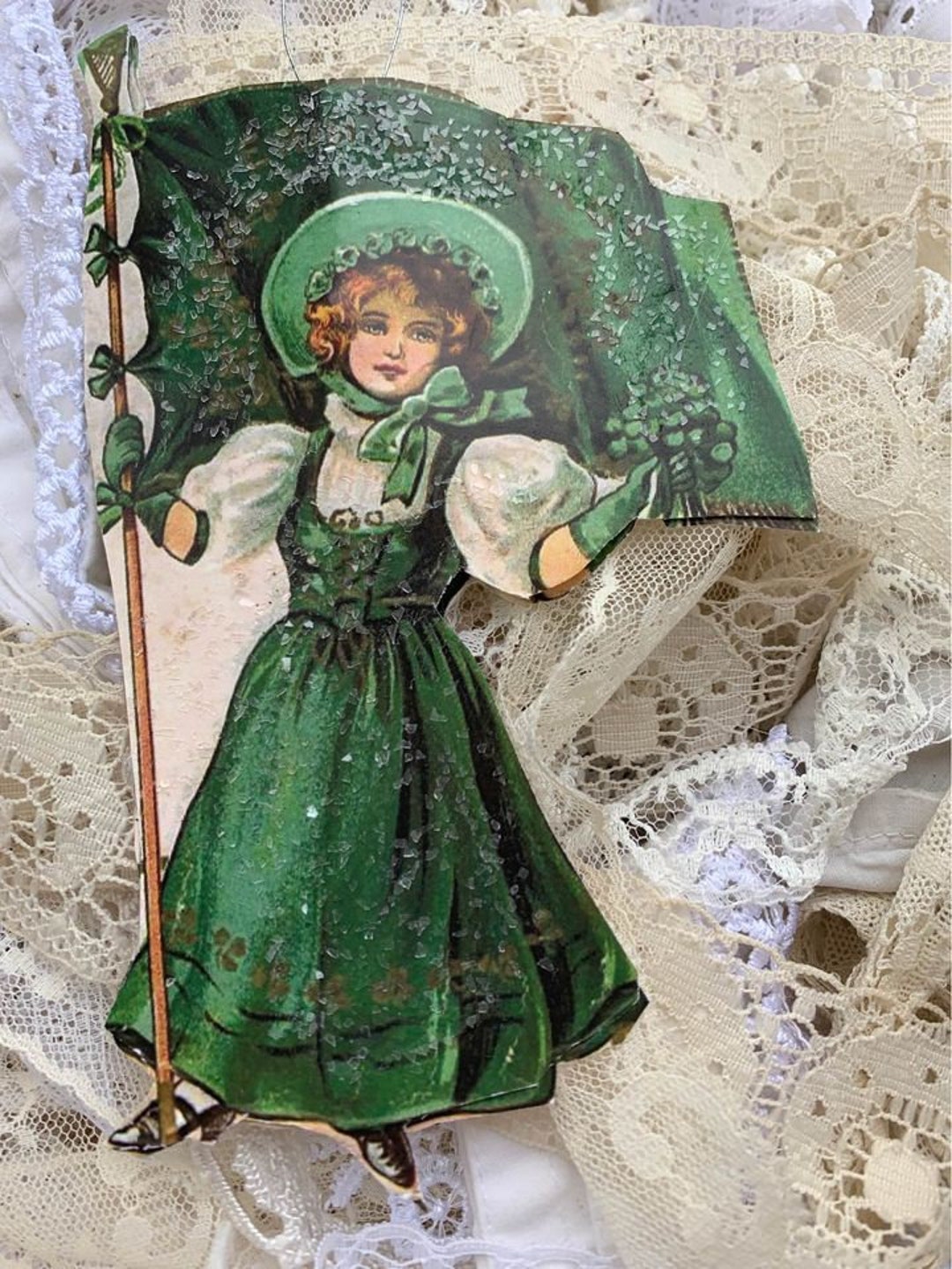 St. Patrick Ornament Girl With Flag*wonderful - Etsy