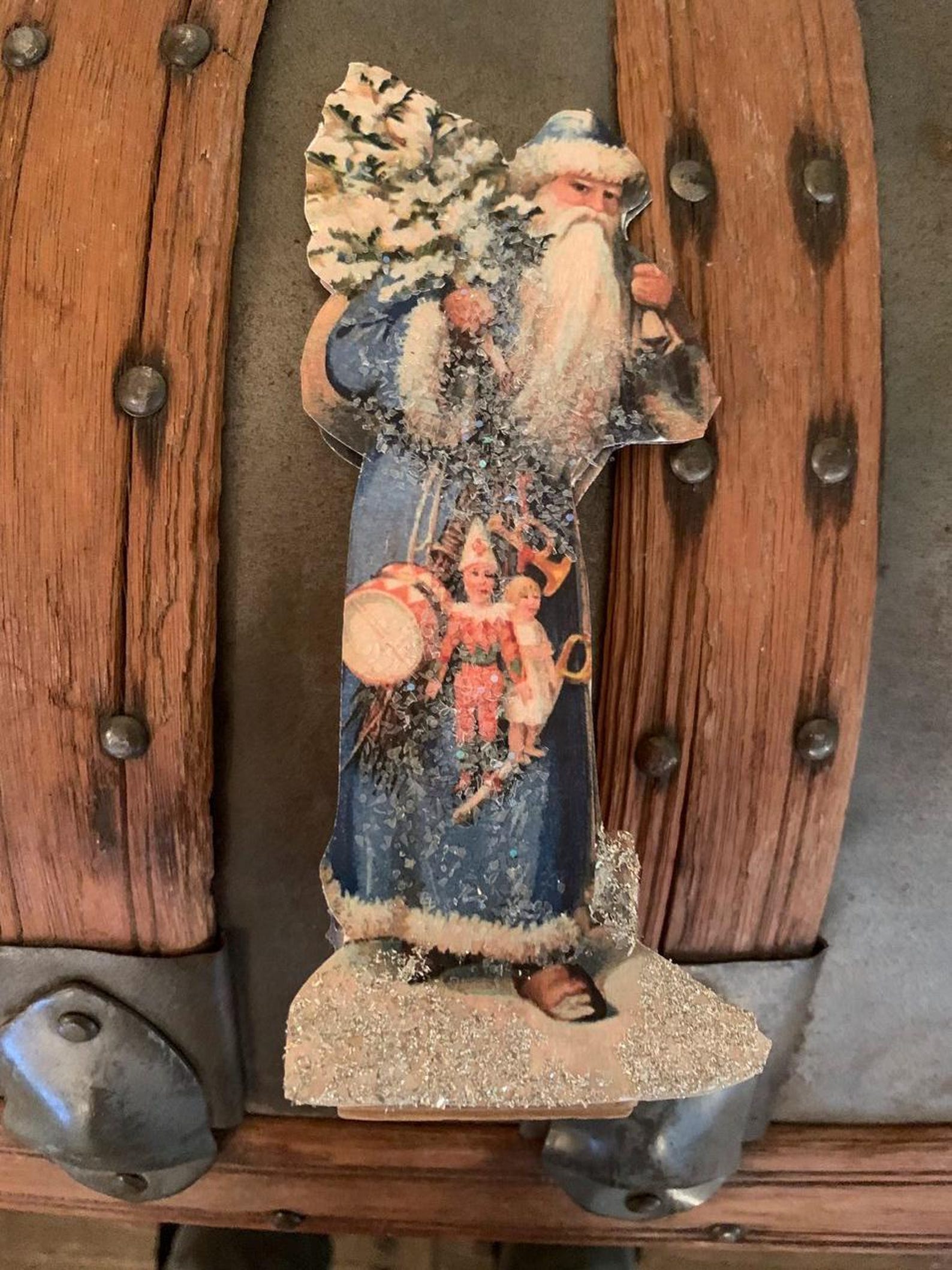 VICTORIAN Blue Santa *recreated From Vintage Die Cut Into This Shelf ...