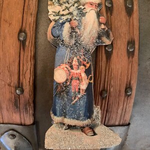 VICTORIAN Blue Santa *recreated From Vintage Die Cut Into This Shelf ...