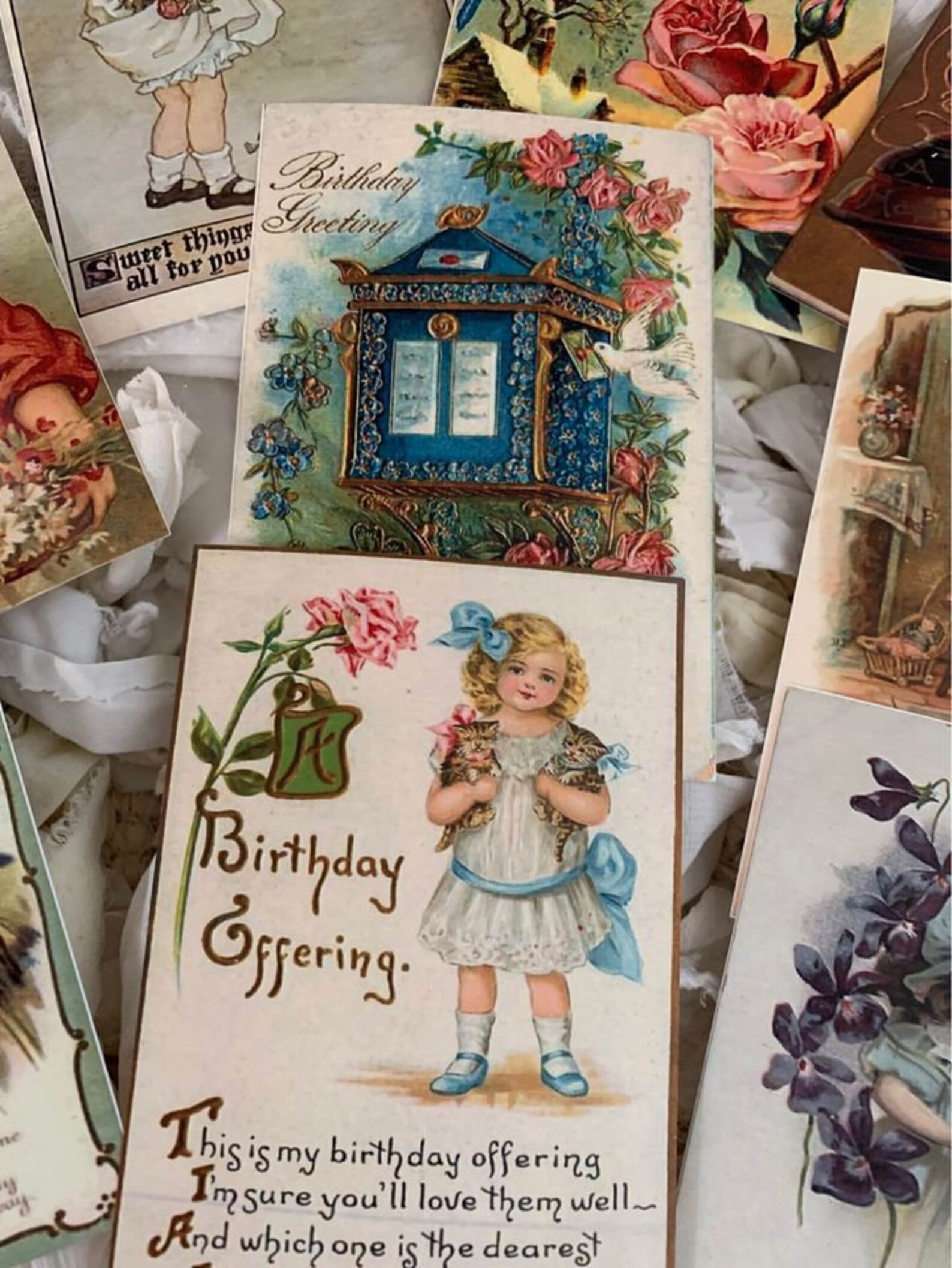 Birthday Postcards*vintage Style Images*just Darling*12 Different Cards ...