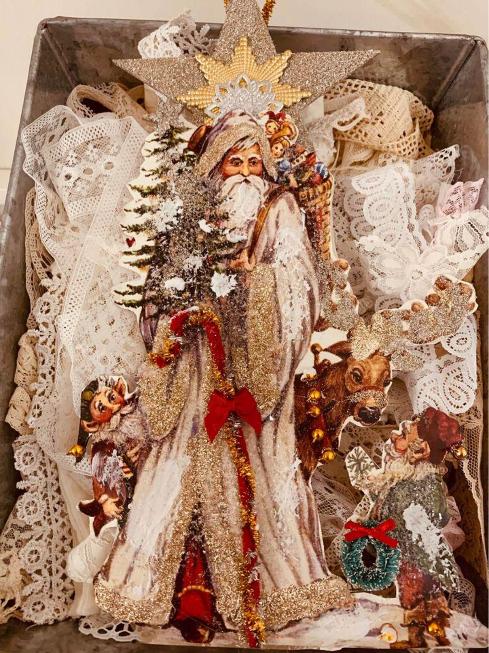 Dresden Ornament*santa Claus*st. Nicholas Victorian CHRISTMAS Dresden ...