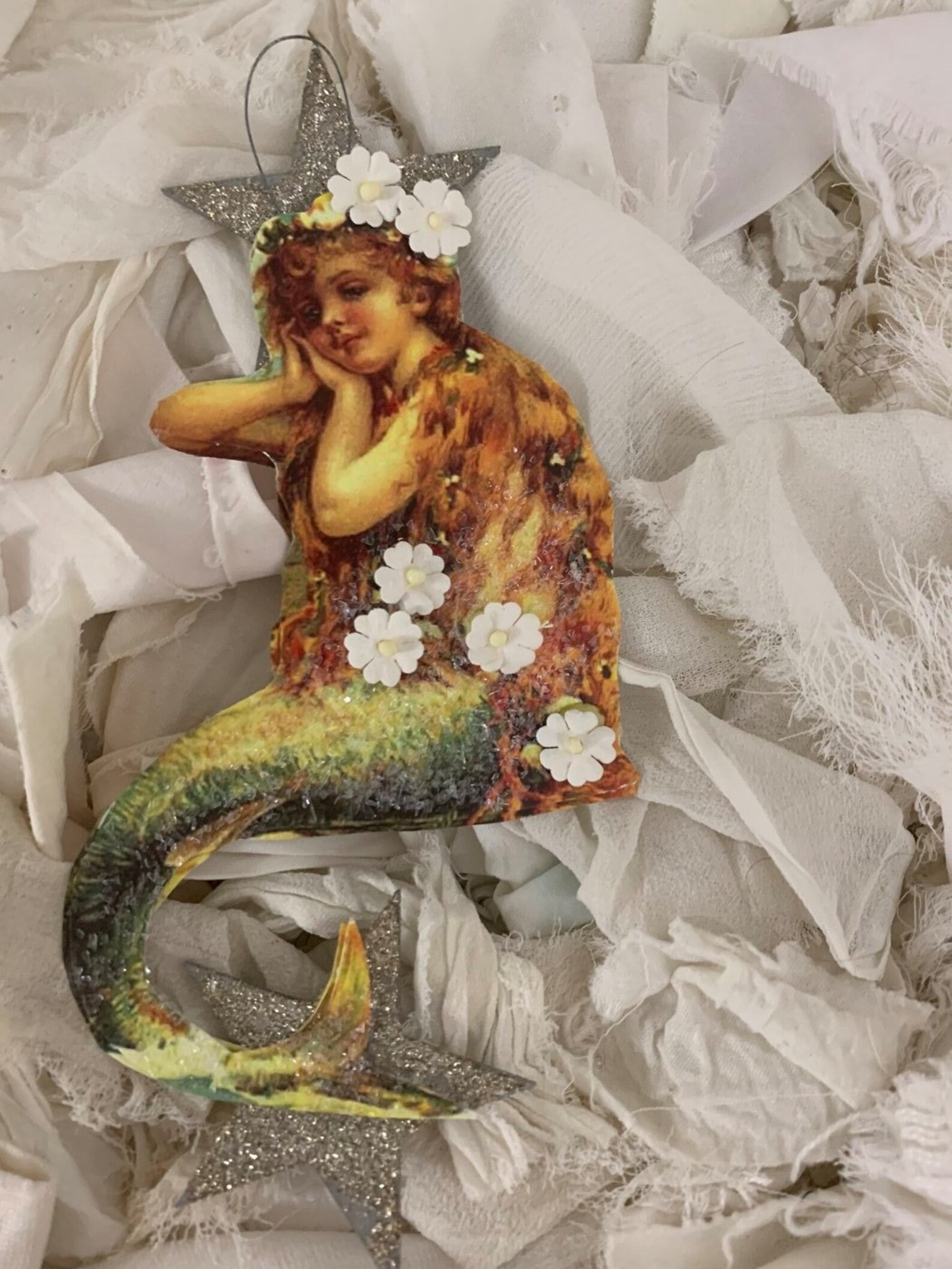 MERMAID Gorgeous Ornament*sirena*dazzling Stars*mulberry Handmade Paper ...