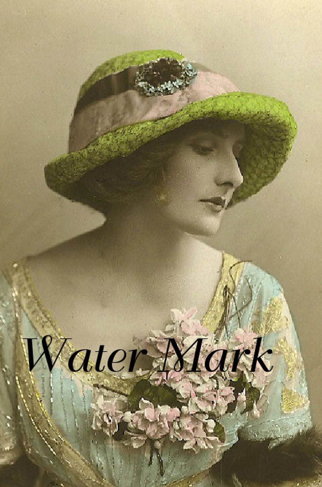 Digital Download Instant.girl in Green.gorgeous.vtg. Image Repro.tags ...