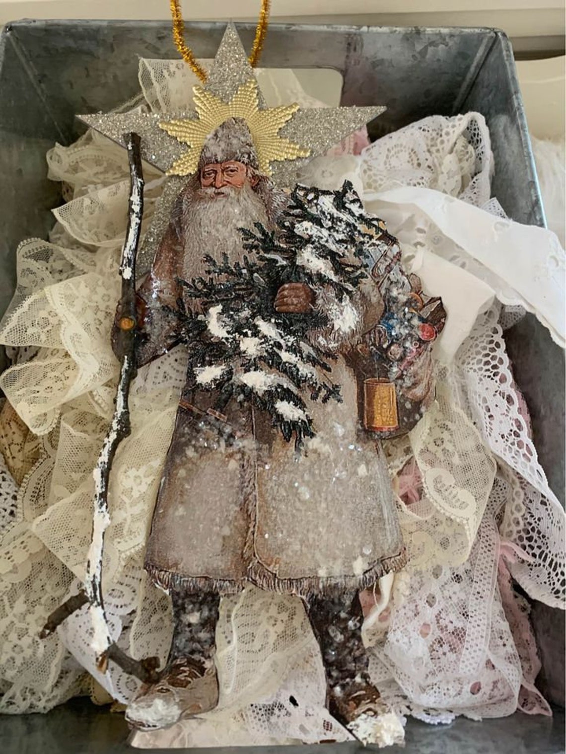 Dresden Victorian Die Cut Vintage Style Santa Claus Ornament*german ...
