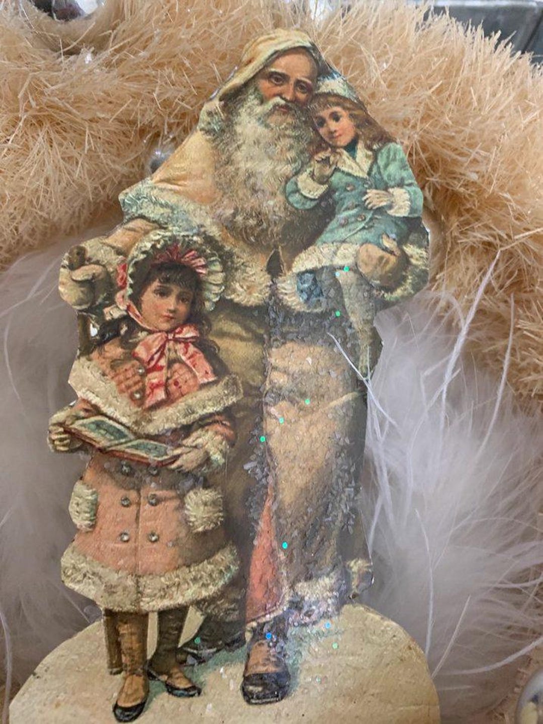 VICTORIAN Santa*santa Claus With Girls *recreated From Vintage Die Cut ...