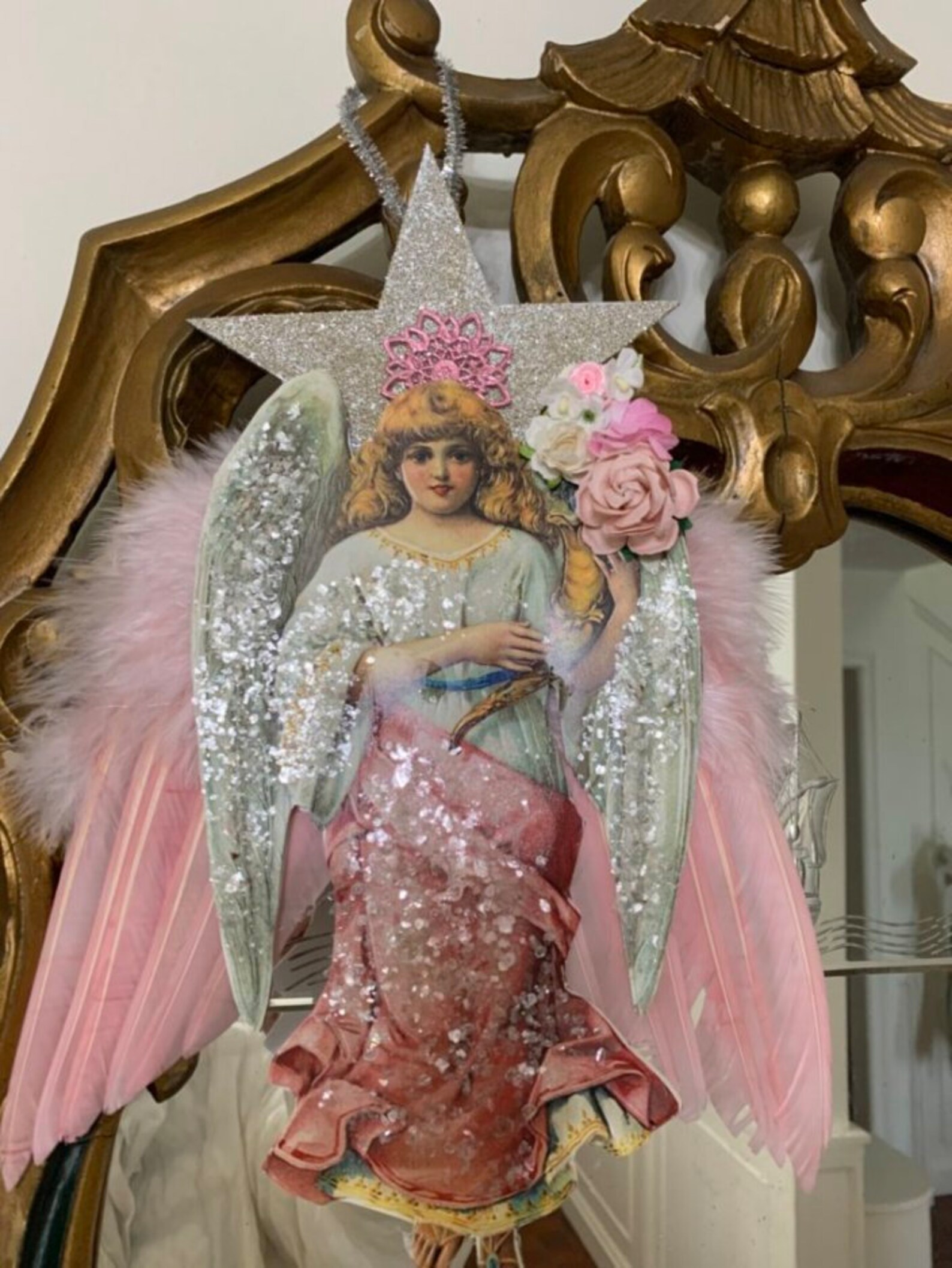 Dresden Guardián Victorian Angel With Millinery Flowers*handmade*german ...
