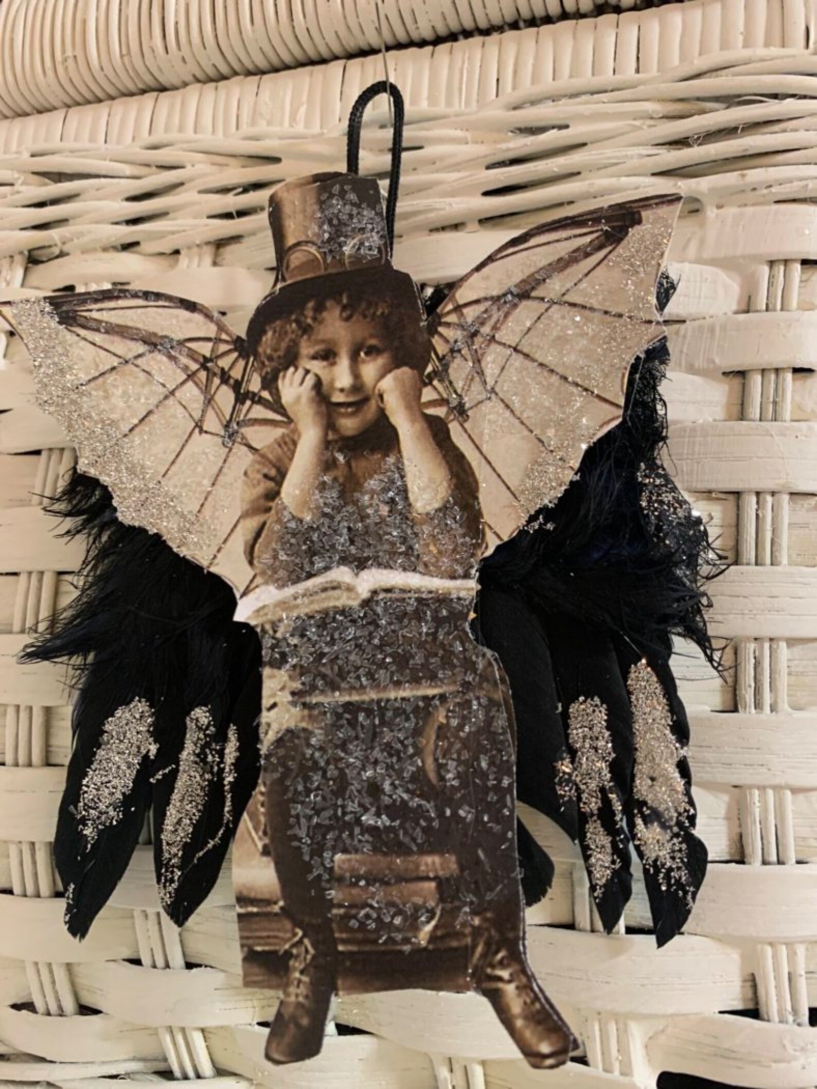 HALLOLWEEN Any Time*bat Wing Boy With the Silver Tipped Wings Ornament ...