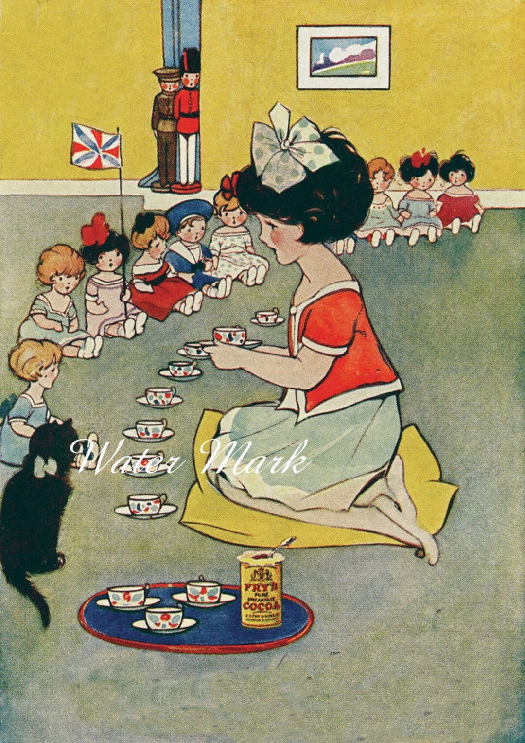 Hilda Cowham*the Cocoa Tea Party for the Dolls*o Darling.one 5x7 Fabric ...