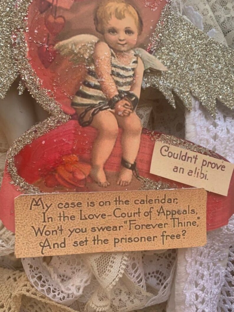 VALENTINE CUPID Ornament*captured With Ball and Chain*he Couldn't Prove ...