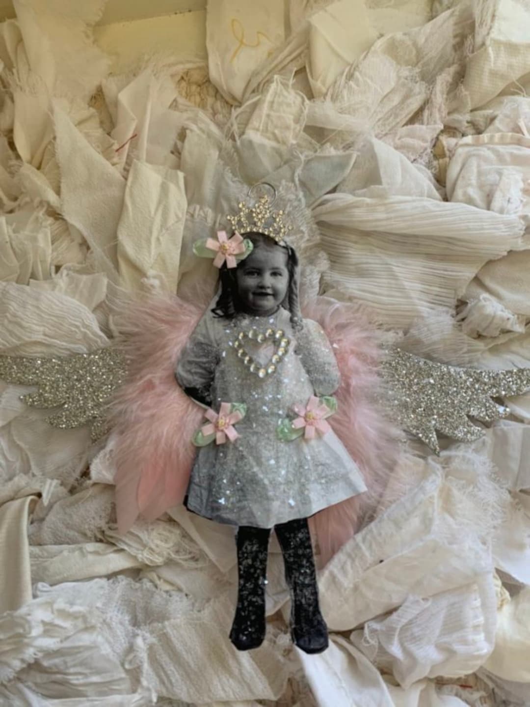 ANGEL Ornament*little Princess*dazzling Glitter*two Sets of Wings*crown ...