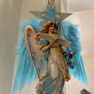 Light Dresden Angel ORNAMENT With the Seafoam Wings*german Glitter ...