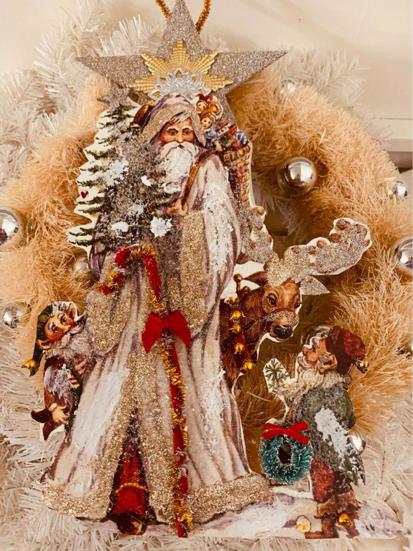 Santa Claus*st.nicholas*christmas*dresden*victorian*ornament*glorious ...