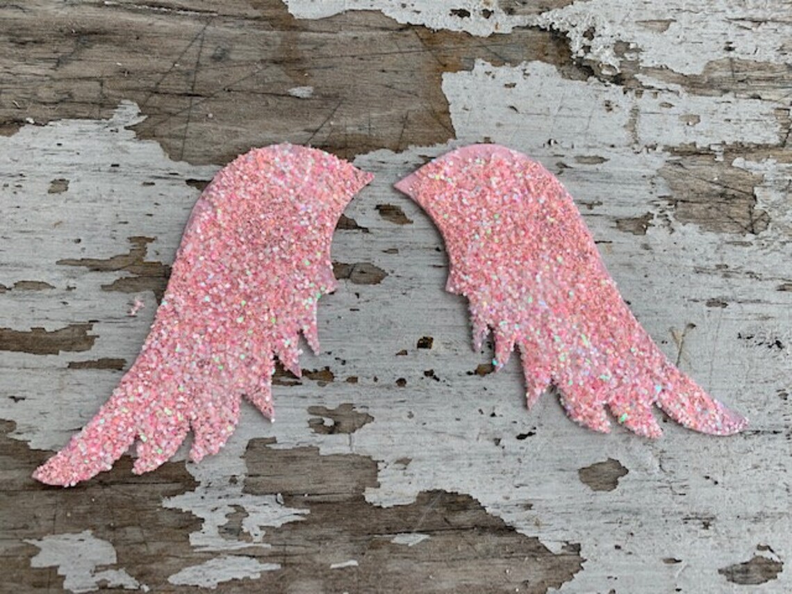 ANGEL Wings*one Pair*chipboard*heavily*sugar Plum Pink Glitter*dazzling ...