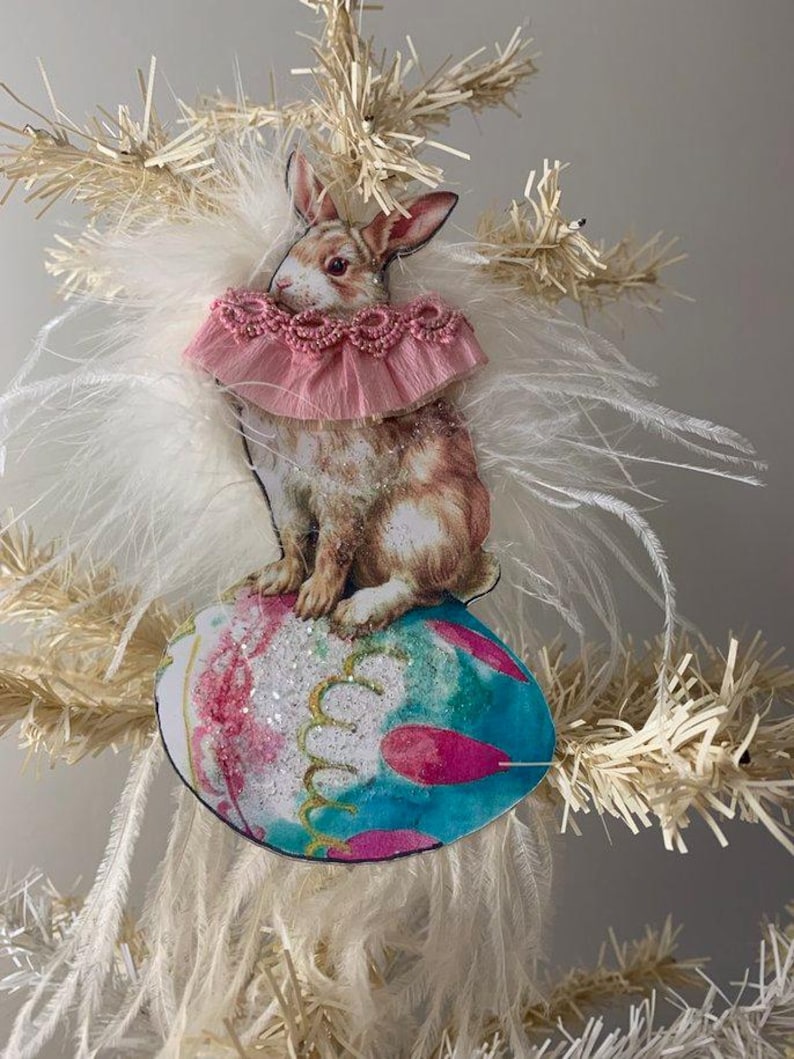EASTER White Rabbit*crepe Paper Collar*ostrich Feather Trim*wonderful ...