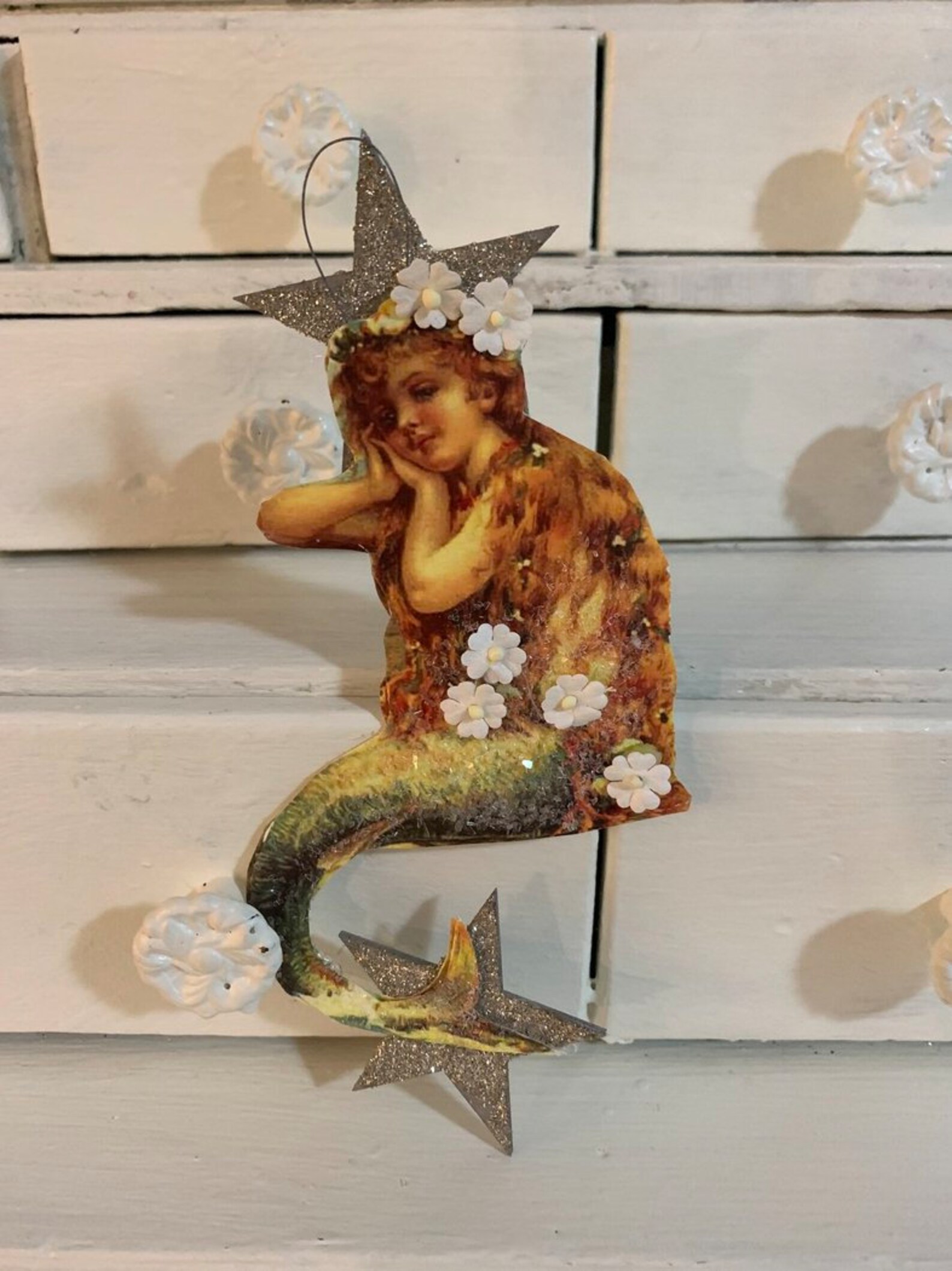MERMAID Gorgeous Ornament*sirena*dazzling Stars*mulberry Handmade Paper ...