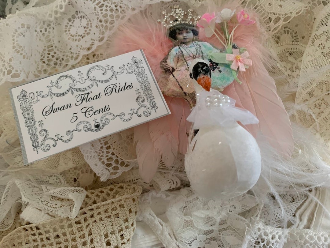 FAIRY PRINCESS Althea and Her Swan Petal Ornament or Shelf Sitterpink ...