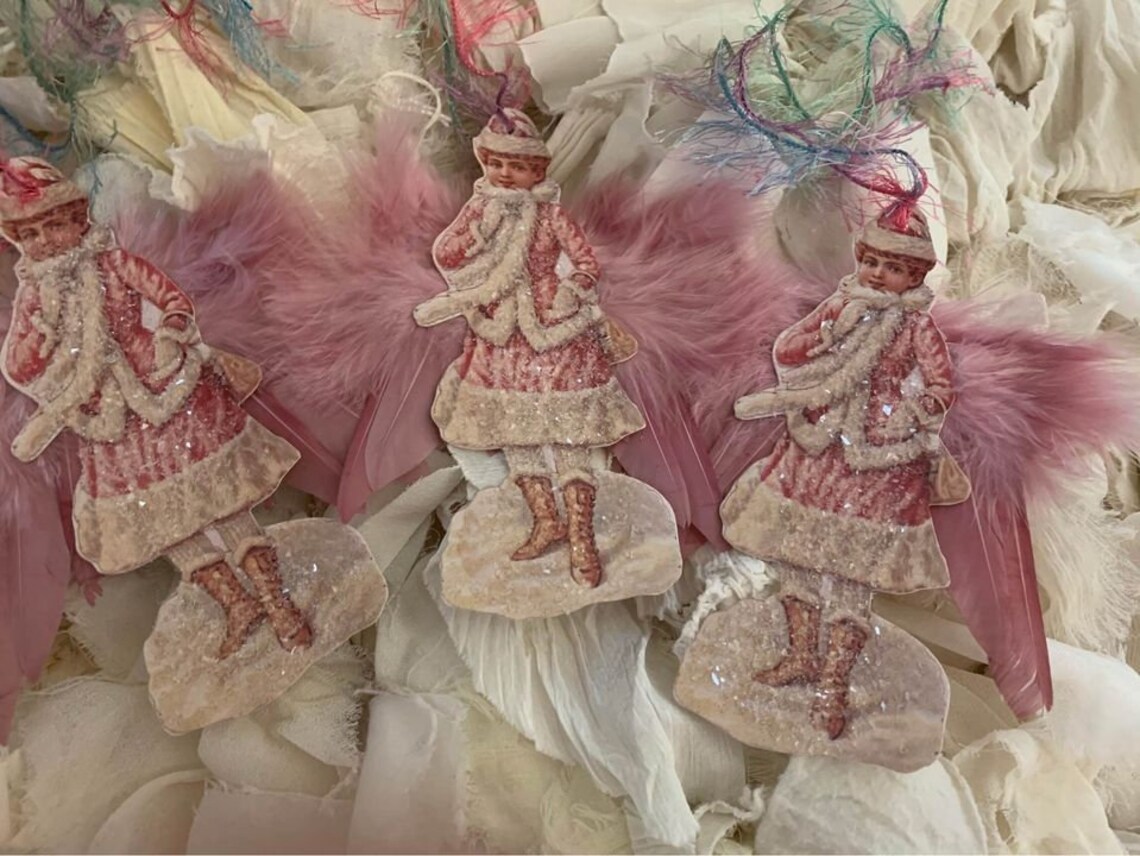 VICTORIAN Pink Angel Girl* Rosey Pink Feathered Wings*you Will Receive ...