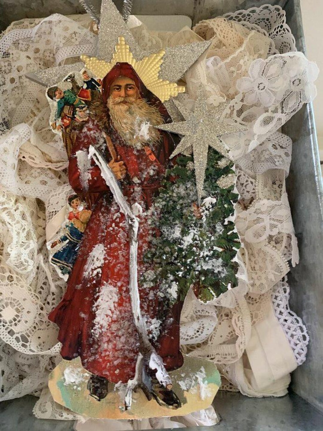 CHRISTMAS DRESDEN Santa Claus*victorian*glorious*detailed*classic Red ...